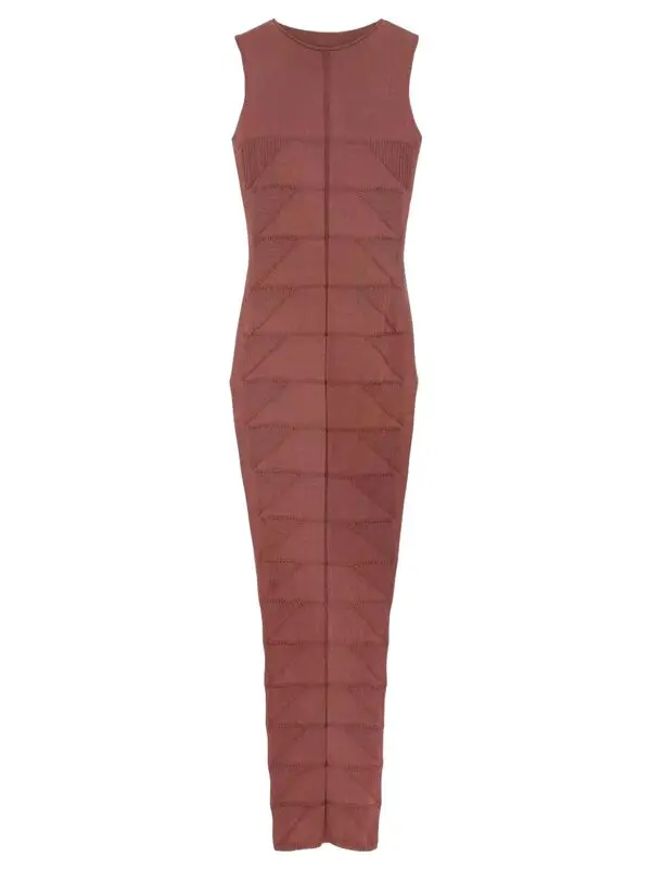 Rick Owens Knitted Sleeveless Midi Dress - Brown