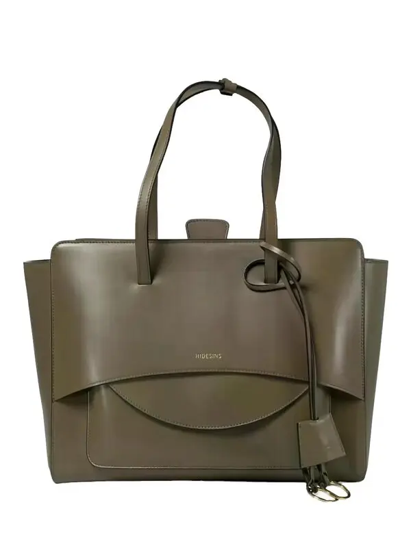 HIDESINS Leather Tote Bag With Flap Detail - Green
