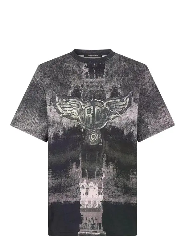 Roberto Cavalli Winged Monogram-print T-shirt - Black