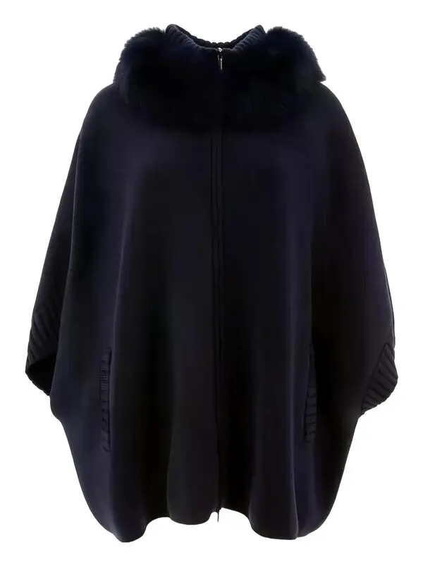 GIOVI Fur-trimmed Zip-front Cape - Blue