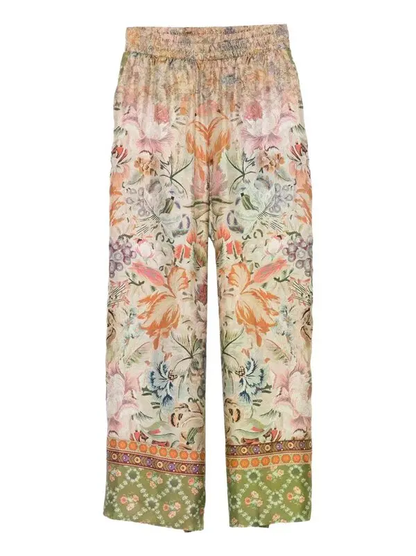 PIERRE-LOUIS MASCIA Floral-print Silk Trousers - Neutrals
