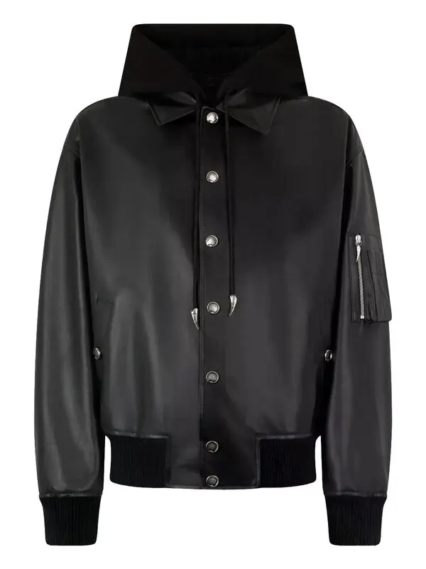 Roberto Cavalli Leather Bomber Jacket - Black