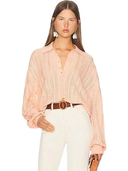 HELSA Addeline Oversized Polo - Peach