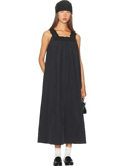 HELSA Midi Dress With Lace Detail - Black