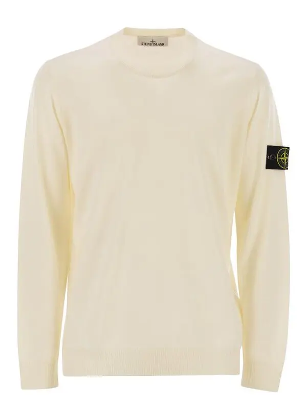 Stone Island Round-neck Jumper With Embossed Stitching - Beige