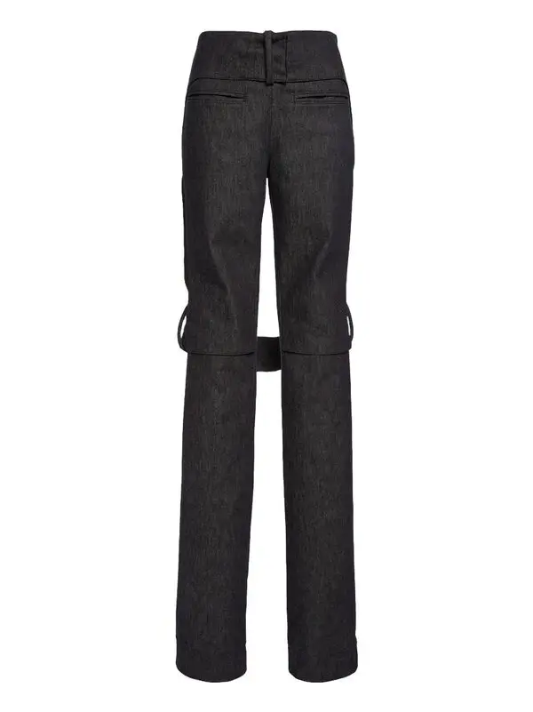 COURRÃ¨GES Strap Bootcut Denim Pants - Grey