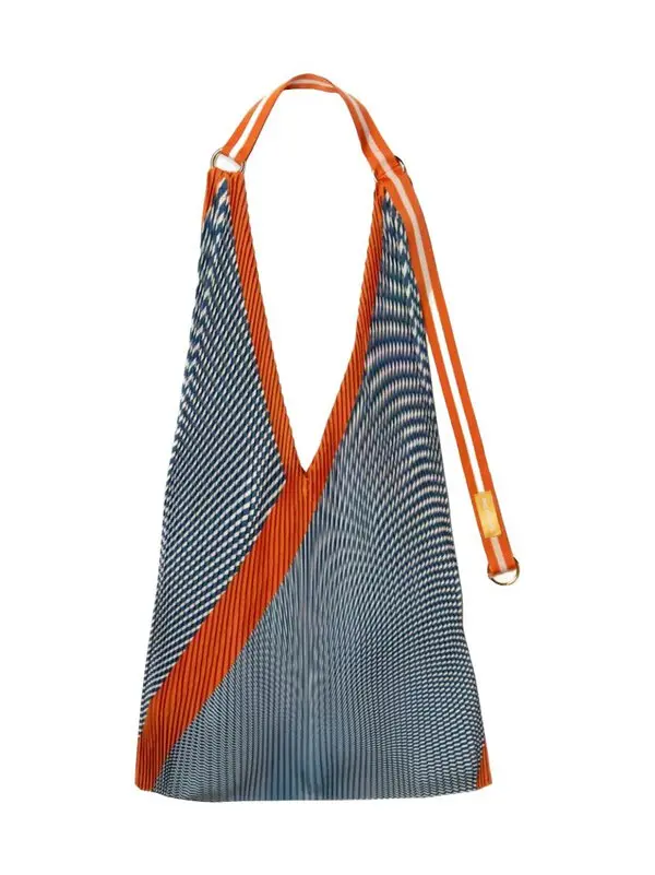 MULTITUDES BAGS Anna Pleated Striped Tote Bag - Blue