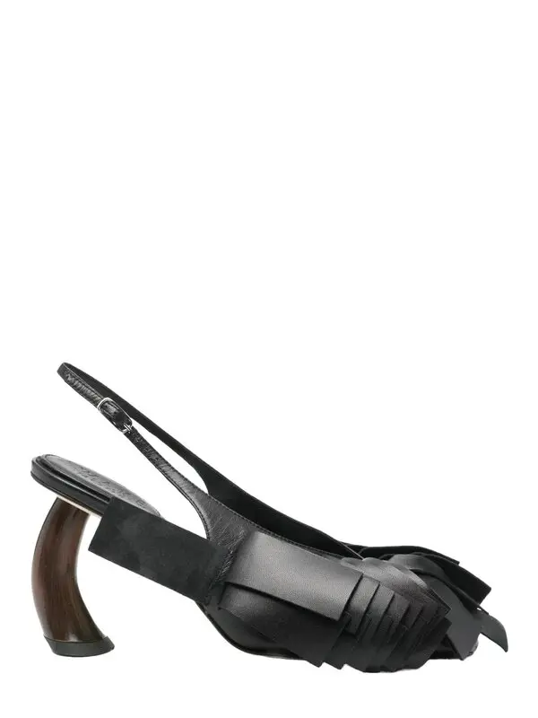 A.W.A.K.E. Mode 80mm Draped Slingback Pumps - Black