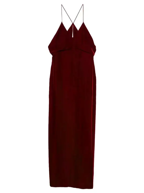 TOM FORD Velvet V-neck Maxi Dress - Red