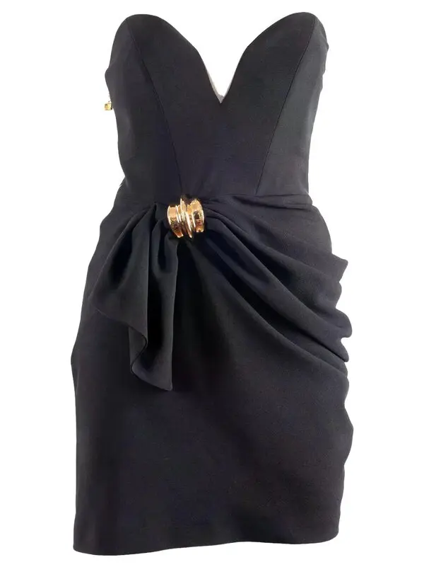 Elisabetta Franchi Draped Buckle-detail Dress - Black