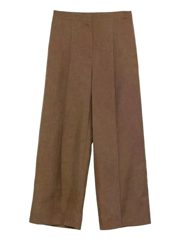 Theory Pleated Cropped Trousers - Brown