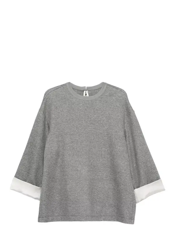 Carven Contrasting-cuff Top - Grey