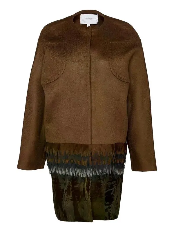 Carolina Herrera Coat With Feather Trim - Brown