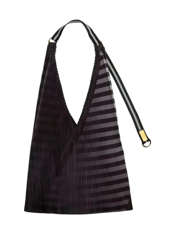 MULTITUDES BAGS Claudia Pleated Striped Tote - Black