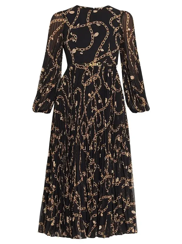Zimmermann Sunray Long-sleeve Belted Dress - Black Charms