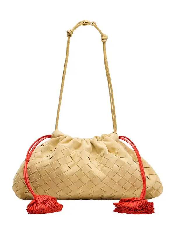 Bottega Veneta Suede Pouch With Tassels - Tapioca Cherry