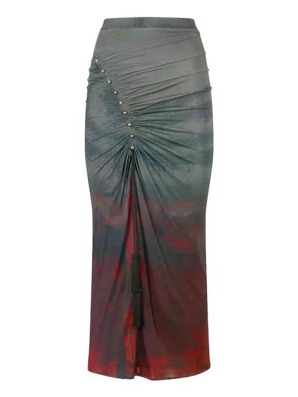 Roberto Cavalli Tassel-embellished Drawstring Skirt - Grey