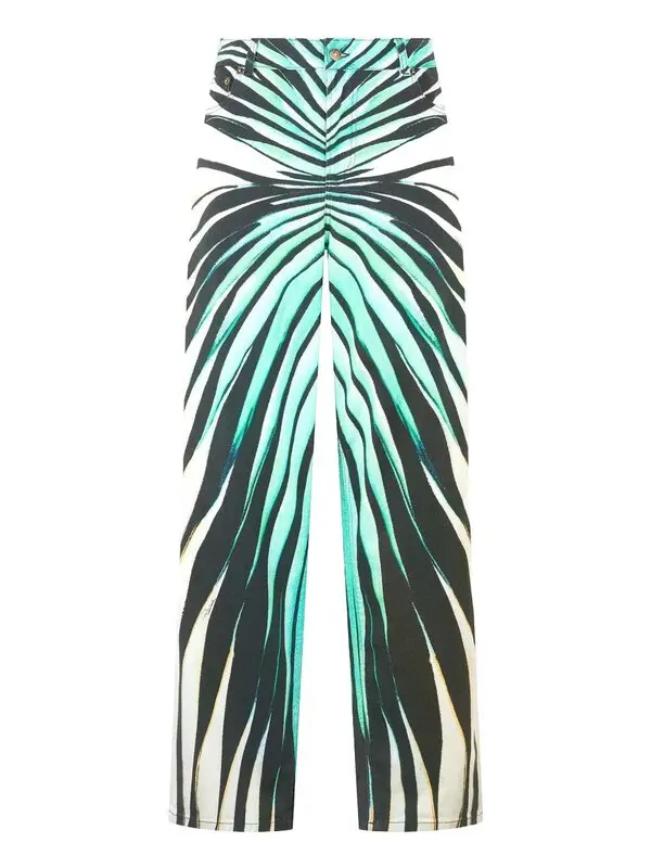 Roberto Cavalli Ray Of Sea-print Trousers - Blue