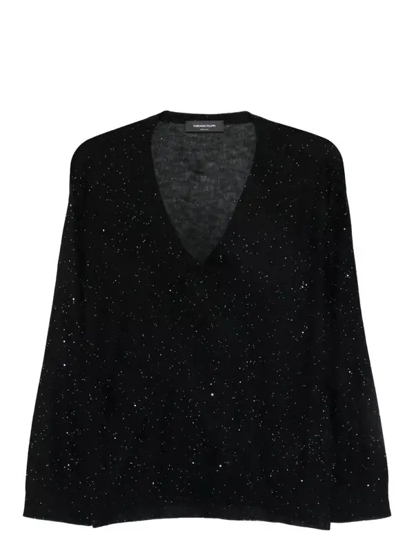 Fabiana Filippi Glitter V-neck Sweater - Black