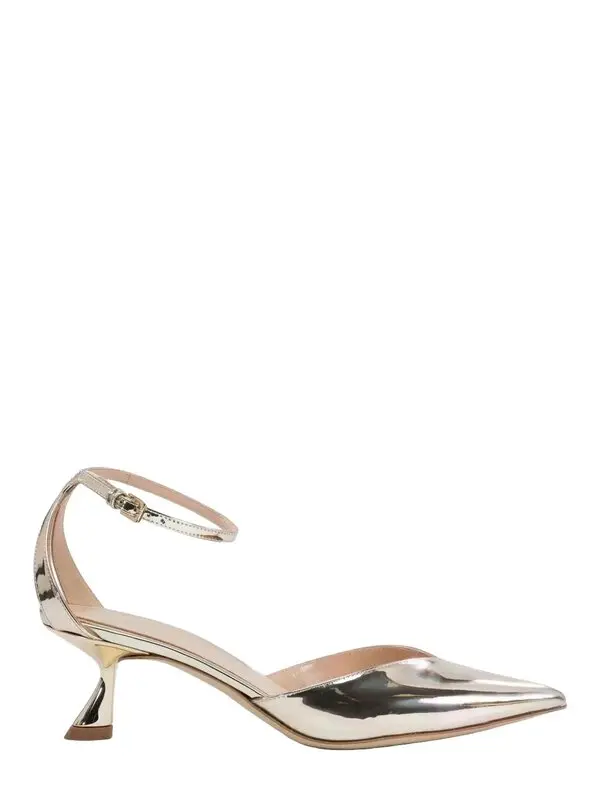 NINALILOU Pointed-toe Ankle-strap Pumps - Gold