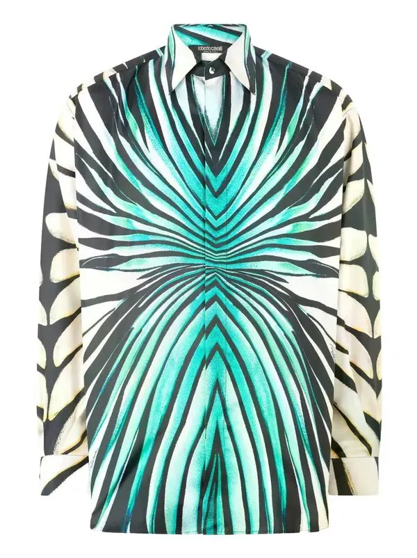 Roberto Cavalli Printed Button-up Shirt - Black