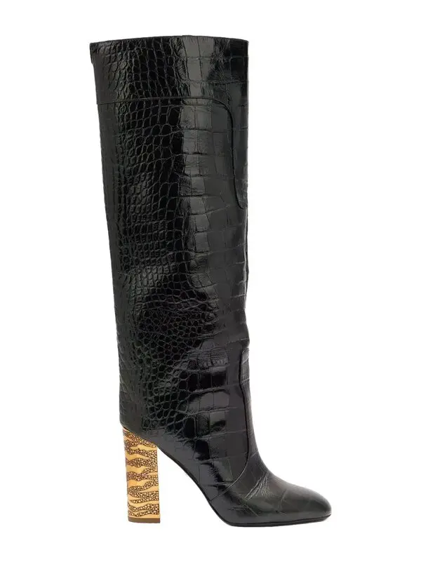 Roberto Cavalli Crocodile-effect Leather Knee-high Boots - Black