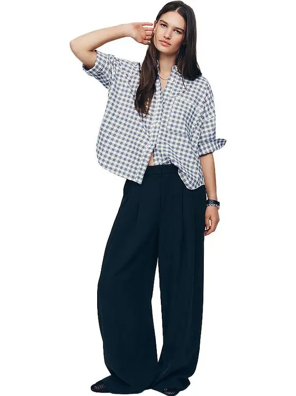 Maeve Avery Wide-leg Pleated Trousers - Black