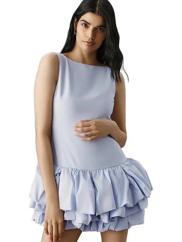 Endless Rose Sleeveless Ruffled Mini Dress - Light Blue