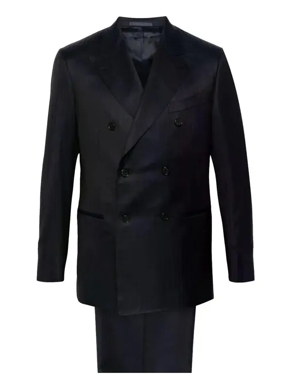 Caruso Striped Suit - Blue