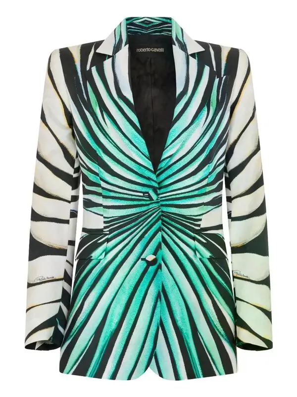Roberto Cavalli Printed Blazer - Blue