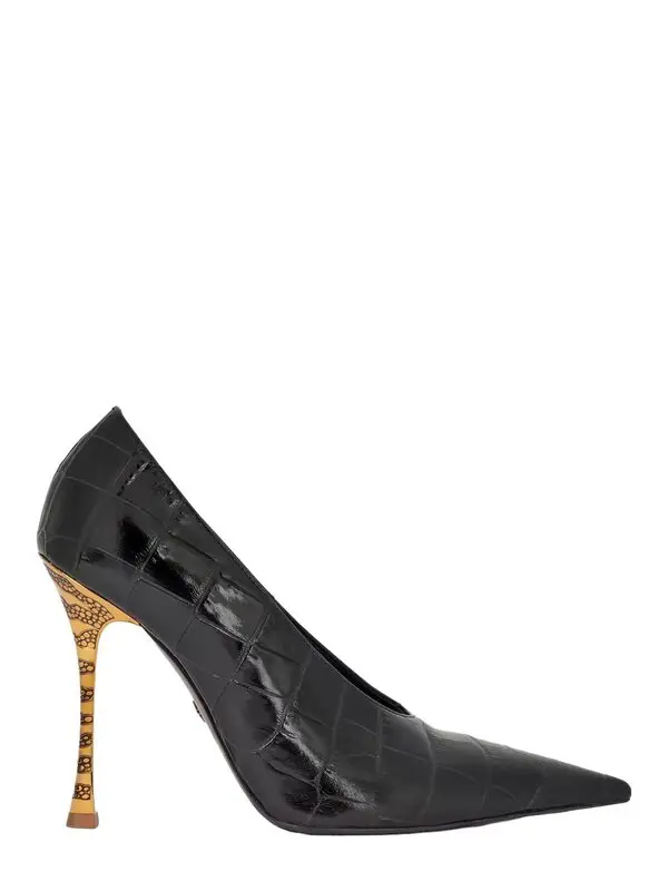 Roberto Cavalli Crocodile-effect Pointed-toe Pumps - Black