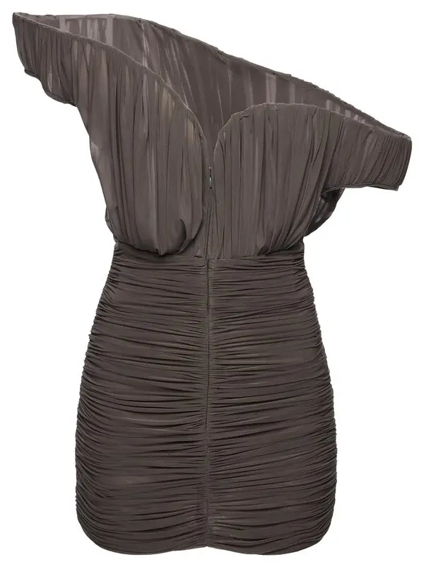 Magda Butrym Asymmetric Ruched Mini Dress - Brown