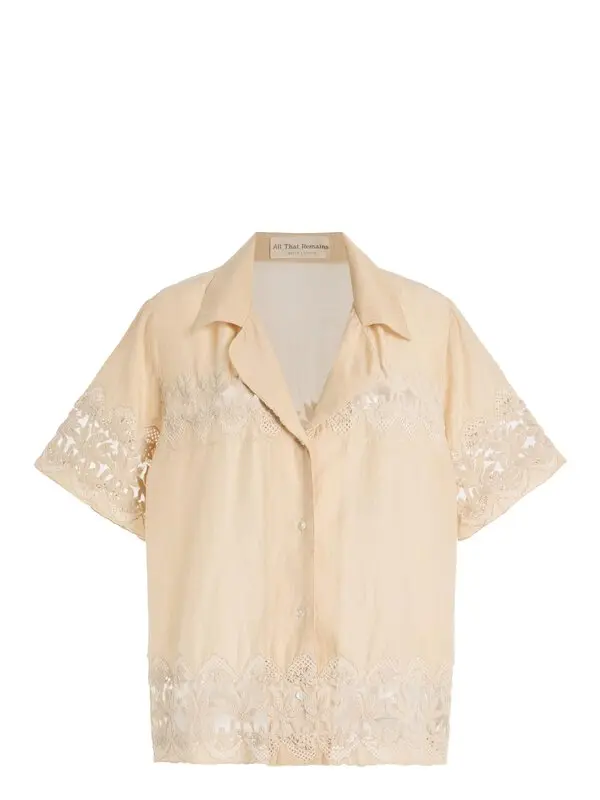 ALL THAT REMAINS Evelyn Crochet-detailed Cotton-silk Shirt - Neutral