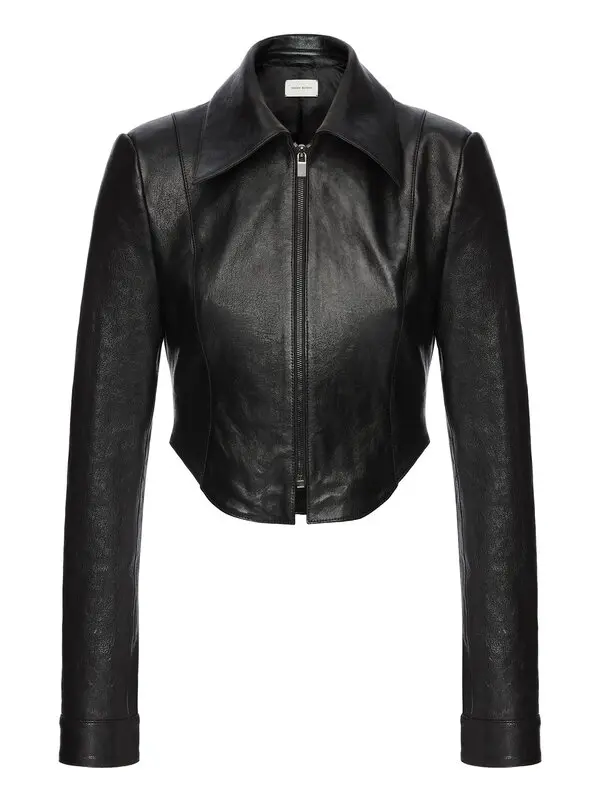 Magda Butrym Cropped Leather Jacket - Black
