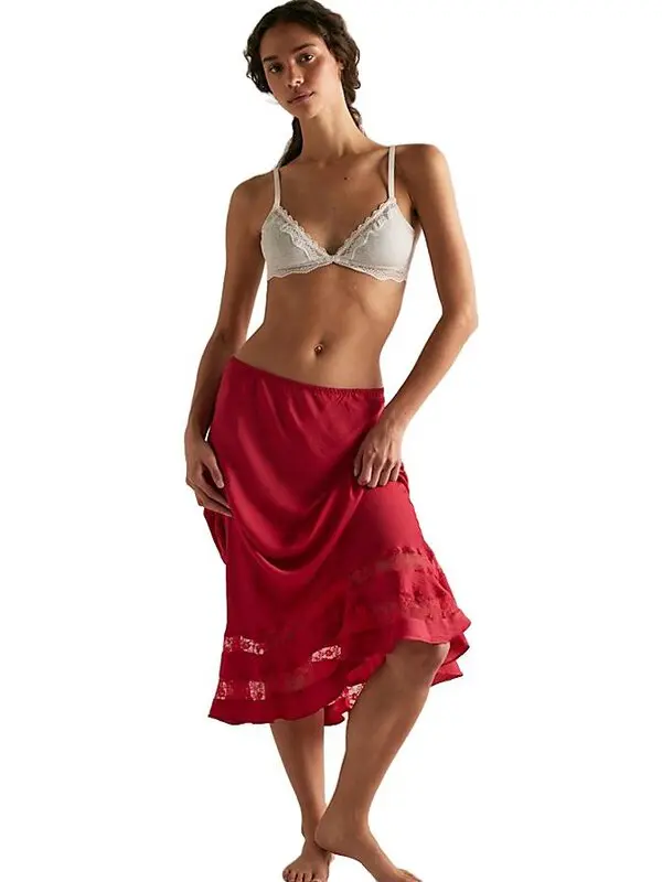 Free People Long Lost Lover Half Slip - Retro Red