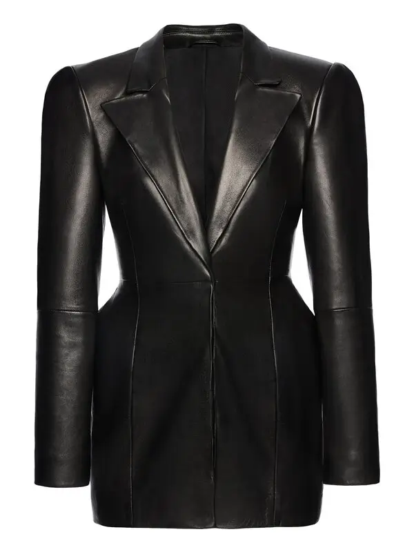 Magda Butrym Tailored Leather Blazer - Black