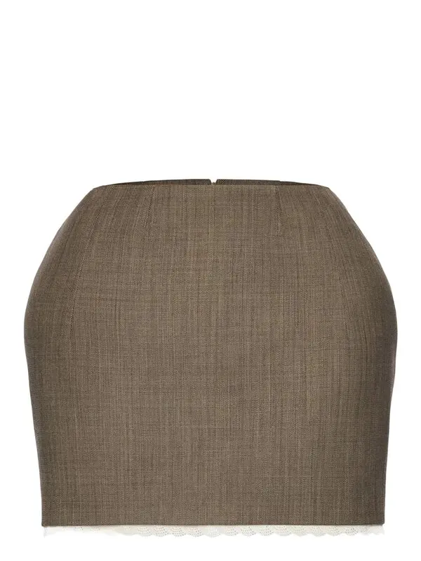 Magda Butrym Lace-trimmed Wool Mini Skirt - Neutral