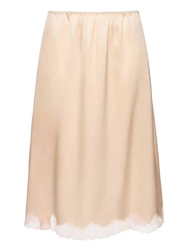 Magda Butrym Lace-trimmed Silk Midi Skirt - Orange