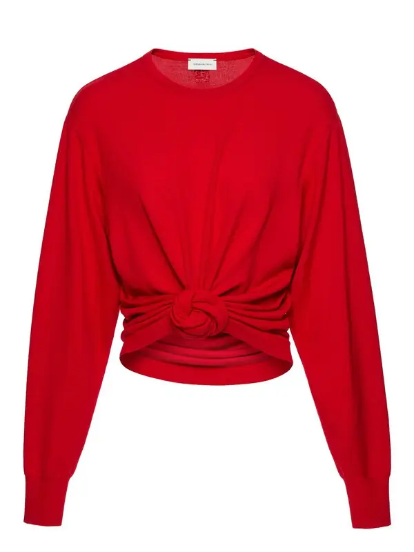Magda Butrym Wool Front Tie Sweater - Red