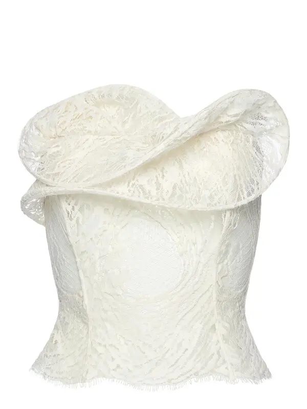 Magda Butrym Sculpted Rosette Corset Top - Ivory