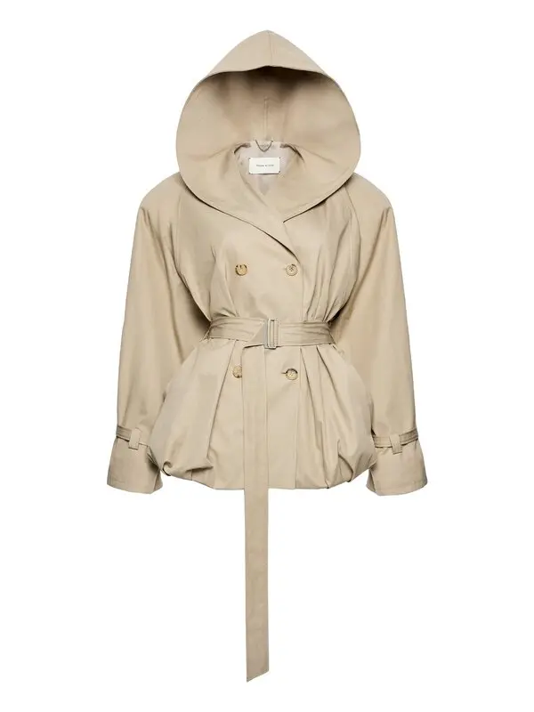 Magda Butrym Hooded Cotton-blend Trench Coat - Neutral