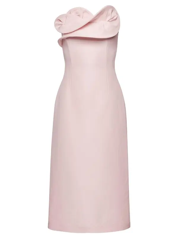 Magda Butrym Sculpted Rosette Silk Midi Dress - Pink