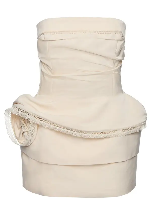 Magda Butrym Rosette Cotton-blend Mini Dress - Ivory