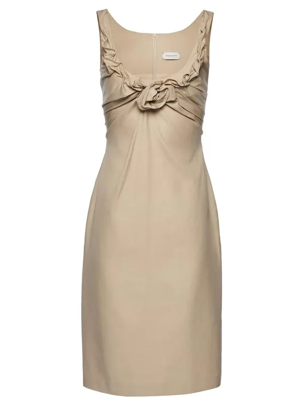 Magda Butrym Gathered Cotton-blend Midi Dress - Neutral