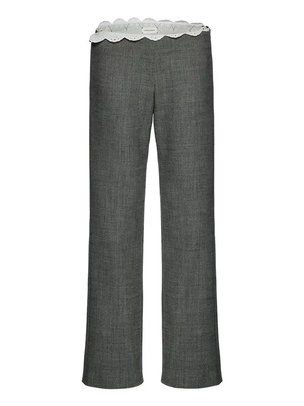 Magda Butrym Wool-blend Lace-trimmed Trousers - Grey