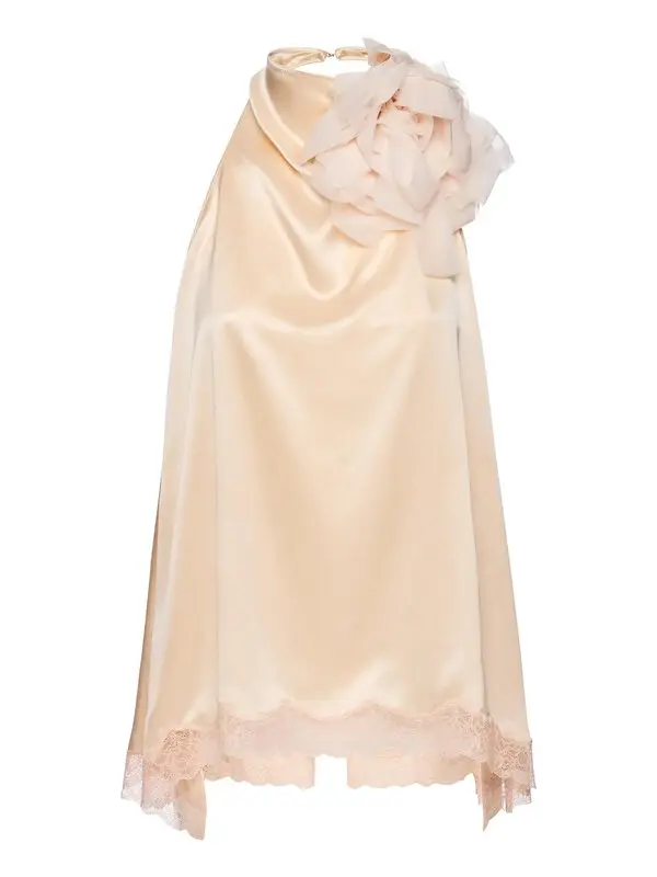 Magda Butrym Lace-trimmed Silk Top - Orange