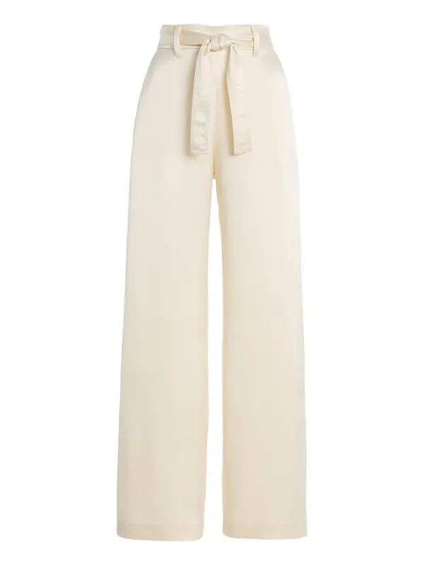 LESET Barb Tailored Satin Pants - White