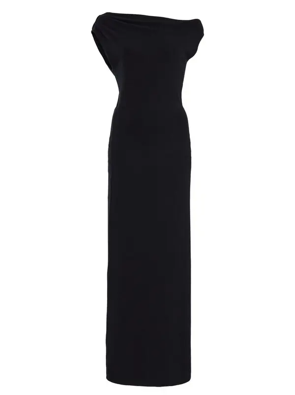 LESET Lauren Ruched Maxi Dress - Black