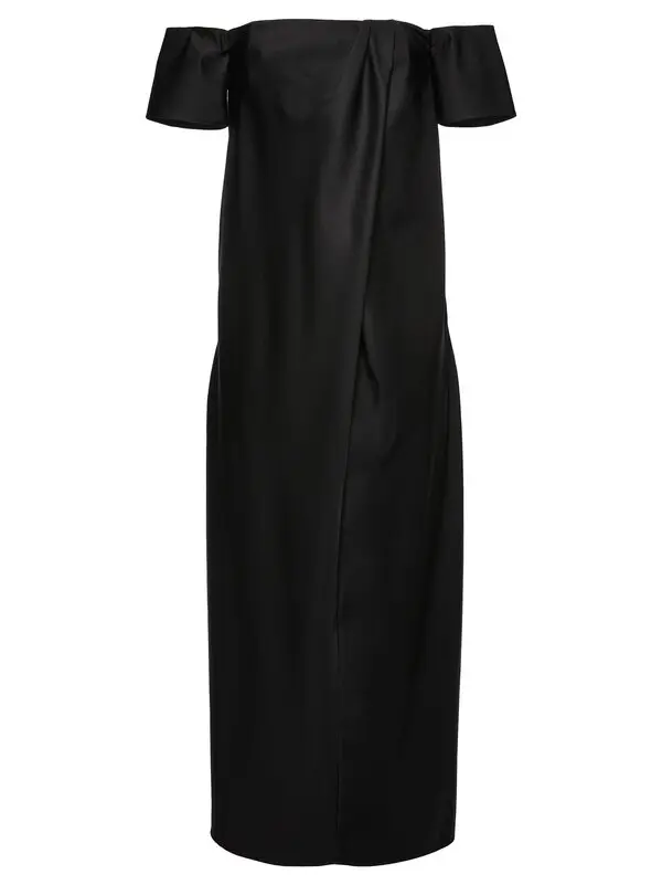 Magda Butrym Gathered Wool-silk Midi Dress - Black