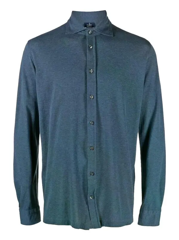 BARBA NAPOLI Long-sleeve Cotton Shirt - Blue